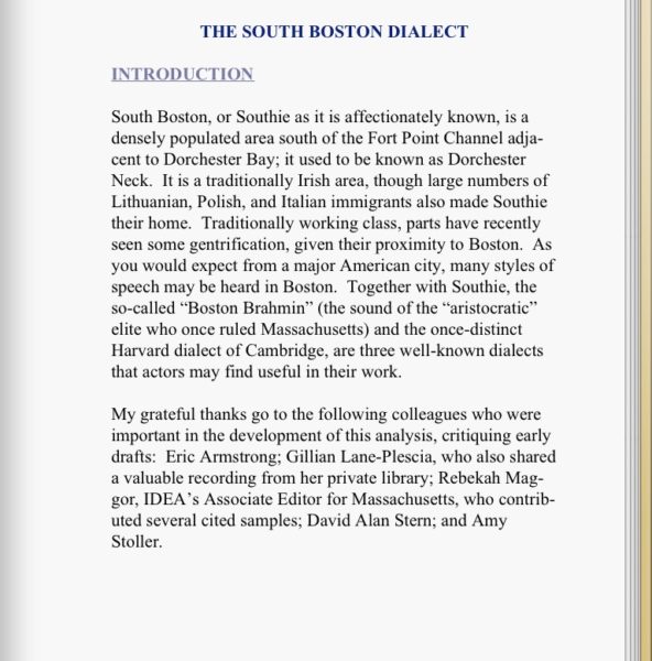 The South Boston Dialect | Paul Meier Dialect Services